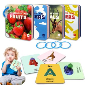 richgv flash cards for toddlers 1-2-3-4 years old, bilingual 4 sets flash cards for baby 6 12 18 months, alphabet numbers fruits animals, learning & education toys gifts kindergarten preschool