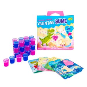 magical friends valentines slime super fun pack, 28 containers of slime and valentines cards for kids school classroom party favors