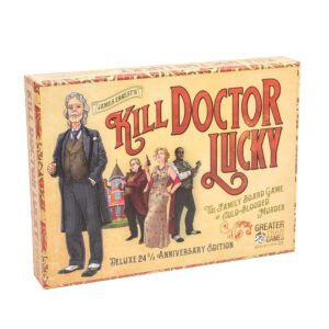 cheapass games: kill doctor lucky, deluxe 23rd and 3/4th anniversary edition, family board game of cold-blooded murder, for 2 to 8 players