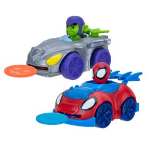 marvel spidey and his amazing friends little vehicle 2-pack - 5” disc dashers featuring spidey vs green goblin - amazon exclusive