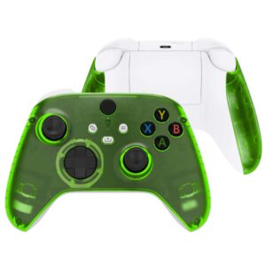 extremerate side rails grips shell for xbox core wireless controller, clear green replacement part front housing cover handles faceplate for xbox series x & s controller [controller excluded]