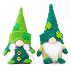 luckybunny 2pcs cute st patrick's day gnome doll, handmade tomte swedish nisse toy scandinavian dwarf elf plush dolls for irish holiday party home decoration