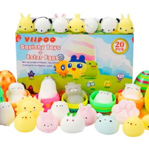 viipoo easter eggs fidget toy 20 pack, sensory toys set, relieves stress and anxiety, special toys assortment for birthday party favors, mochi squishy toys mini squishies, children gifts, random