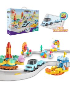 botzees coding train set for toddler train sets for kids car train toys tracks fits for girls & boys ages 2+（147 pieces）