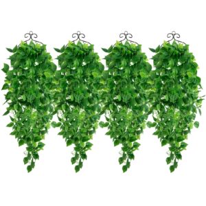 ouddy 4pcs artificial hanging plants 3.6ft fake ivy vines, fake hanging plants artificial plants for kitchen garden wedding indoor outdoor decoration