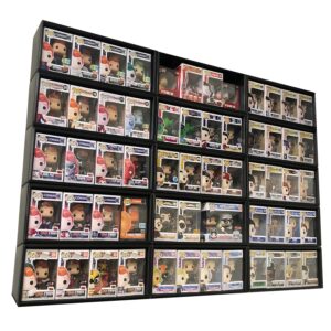 15 single row in box display cases for 4 in. funko pop collectible toy figures, black cardboard