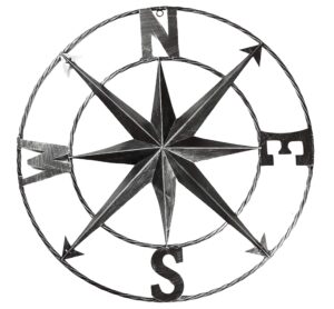 urbalabs 24 distressed metal wall art compass home nautical decor metal art decoration bedroom living room garden office wall hanging beach decor compass rose silver and black (24)