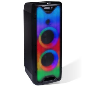 gemini sound gls-880 portable party speaker with 1000w peak power, hi-fi class bluetooth streaming, built-in leds, usb & fm radio playback, and rechargeable 16 hour battery