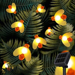 metaku solar lights outdoor bee string lights 23ft 30 led honeybee lights solar powered 8 modes auto on/off christmas lights outdoor waterproof decorative fairy light for patio garden gazebo balcony