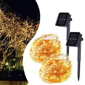 mortime 200 led 66 ft solar copper wire string lights, 8 modes waterproof fairy string lights for indoor outdoor home wedding party decoration, warm white