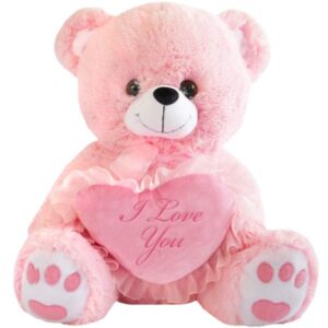 teddy bear with i love you heart (pink 10 inches)