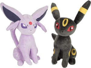 pokemon espeon & umbreon plush toy figures - 7" collectible stuffed set (2 pcs)