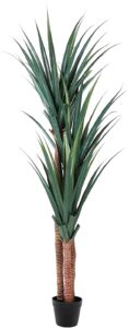 worth garden artificial yucca tree,faux 6ft silk plant,realistic tropical dracaena artificial tree,70in tall,fake potted plant uv rated for indoor outdoor home décor,black pot & 20g dry moss included