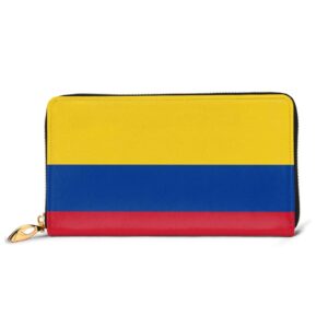 colombian flag ladies long wallet genuine cowhide zip closure card slot wallet