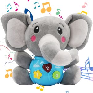 cgnione plush elephant music baby toys, newborn baby toys for baby 0 3 6 9 12 month, cute stuffed aminal light up baby musical toys for infant babies boys & girls toddlers 0 to 36 months