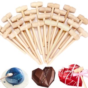 hidreas 20 pcs mini wood hammers wooden hammer for breakable heart chocolate heart, wood lobster crab mallet