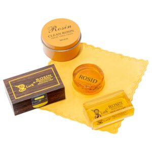 fansjoy violin rosin 2 pack, natural rosin with case, light low dust rosin for violin viola and cello bows