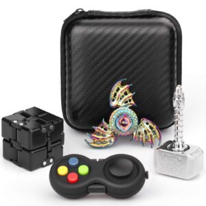 handheld fidget gadget toy set dragon fidget hand spinners,fidget infinity cube,fidget pad, hammer fidgit spinners fidget chain goody bag filler party favors supplies gift for teen kids adults