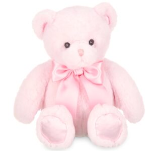 bearington baby pink teddy bear plush, 10 inch stuffed animal for girls