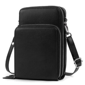 pearl angeli small crossbody bag rfid cellphone wallet purse mini ladies handbag purse with shoulder strap(matte black)