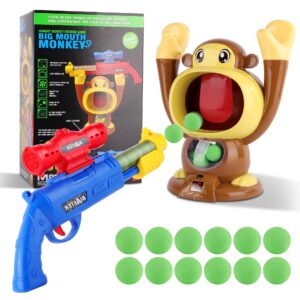 figoal hungry feeding game toy guns for boys/girls, shooting games with electronic target, party cool toys with lcd score record, sound, 12 soft foam balls, for kids age 3-10 gifts for valentine's day