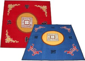 hengkaising 31.5" table cover - slip resistant mahjong game/poker/dominos/card tablecovers table top mats 2 pack (at random colors)