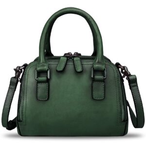 genuine leather handbags for women vintage handmade top-handle handbag purse shoulder bag cowhide satchel bags (green)