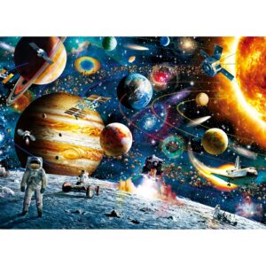 sitimmger puzzles for adults 500 pieces jigsaw puzzles space traveler solar system puzzle for family challenging hard puzzle summer games 14.5" x 20”