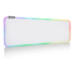 tilted nation bone white gaming mouse pad rgb - create your dream setup - bright led mouse pad xl with 8 light modes - smooth gliding large rgb gaming mouse pad white - easy to clean - bone white