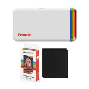 polaroid originals hi-print 2 x 3 inch pocket photo bluetooth printer bundle with sticky back paper cartridge pack and album (3 items)