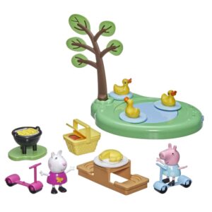 peppa pig peppa's adventures peppa's picnic playset, preschool toy with 2 figures and 8 accessories, for ages 3 and up