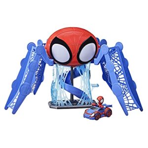 spidey and his amazing friends marvel web-quarters playset with lights and sounds, includes spidey action figure and toy car, for kids ages 3 and up,f1461