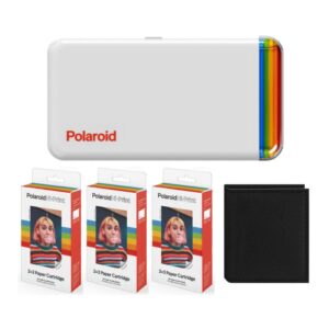 polaroid originals hi-print 2 x 3-inch pocket photo printer with bluetooth bundle originals hi-print 2x3-inch paper cartridge (3-pack, 20 sheets) and album for instant prints (5 items)