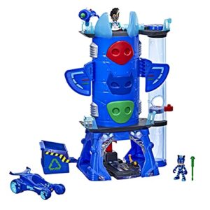 pj masks deluxe battle hq preschool toy, headquarters playset with 2 action figures, cat-car vehicle, and more for kids ages 3 and up