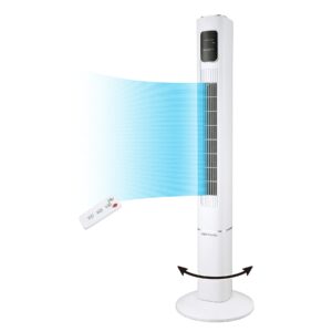 free village 47'' bladeless tower fan - 47 inch portable tower fan with remote, 15 hours timer, 70¡ã oscillation, lcd display, compact size, 3 modes and 3 speed settings, safe for kids and pets, white