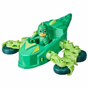 pj masks gekko deluxe vehicle preschool toy, gekko-mobile car with 2 wheel modes and gekko action figure for kids ages 3 and up