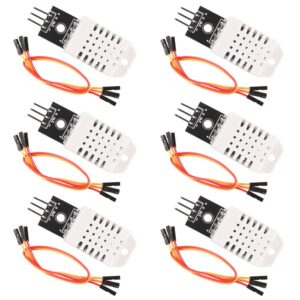 aceirmc 6pcs dht22/am2302 digital temperature and humidity sensor module temperature humidity monitor sensor replace sht11 sht15 for arduino electronic practice diy (dht22)