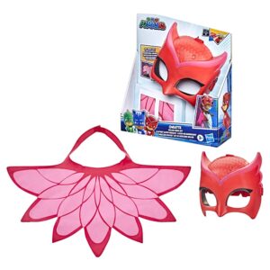 pj masks owlette deluxe mask set, preschool superhero dress-up toy with light-up mask and owl wings accessory for kids ages 3 and up