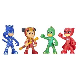 pj masks heroes and an yu figure set preschool toy, 4 poseable action figures and 1 accessory for kids ages 3 and up (amazon exclusive)