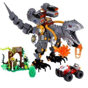 enjbrick dinosaur building set for boys 8-14 years,dino toy for boys and girls, with truck,baby dino for movie fans birthday gifts