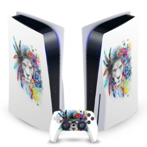 head case designs officially licensed pixie cold king of the lions art mix vinyl faceplate sticker gaming skin decal compatible with sony playstation 5 ps5 disc edition console & dualsense controller