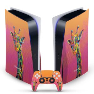 head case designs officially licensed p.d. moreno giraffe animals ii vinyl faceplate sticker gaming skin decal cover compatible with sony playstation 5 ps5 disc edition console & dualsense controller