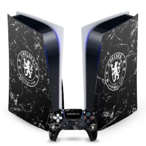 head case designs officially licensed chelsea football club black marble mixed logo vinyl faceplate gaming skin decal compatible with sony playstation 5 ps5 disc edition console & dualsense controller