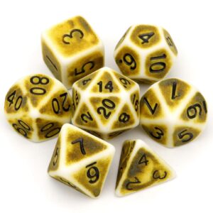 haxtec ancient bone dnd dice set 7pcs yellow polyhedral dice for dungeons and dragons pathfinder rpg