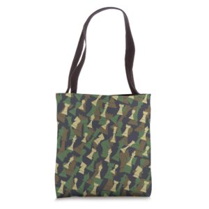 chess piece camo camouflage pattern woodland green tote bag