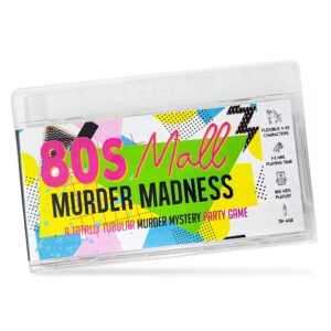 80s mall murder madness | a totally tubular 1980s themed murder mystery game | flexible 4-20 players | in-person & virtual downloadable files