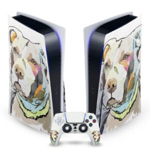 head case designs officially licensed michel keck pitbull art mix vinyl faceplate sticker gaming skin decal cover compatible with sony playstation 5 ps5 disc edition console & dualsense controller