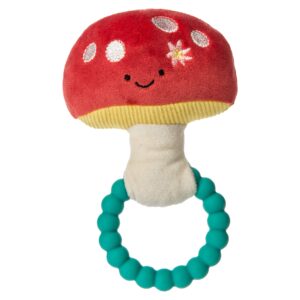 mary meyer fairyland forest teether baby rattle, 6-inches, red mushroom