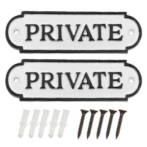 auldhome design garden gate cast iron signs (set of 2); rustic plaques in black and white farmhouse style for garden and please close the gate