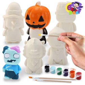 joyin halloween squishy toys coloring craft kit with 6 different characters, 6 colors paints, and 3 paintbrushes. art & craft kit diy set halloween party games for kids activities party favors